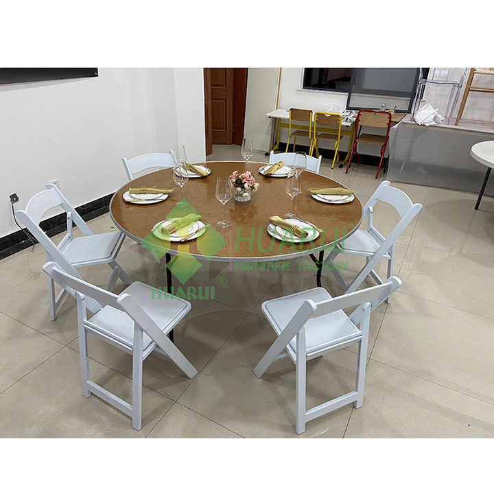 Banquet Wood Round 8ft Folding Table - Durable & Stylish