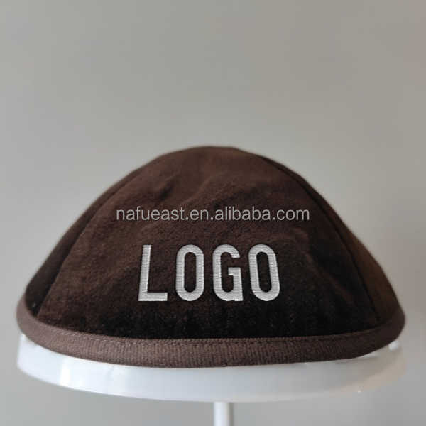 Wholesale Unisex Velvet Kippah Custom Embroidered Logo Jewish Yamaka Kippa Mitzvah Canvas ...