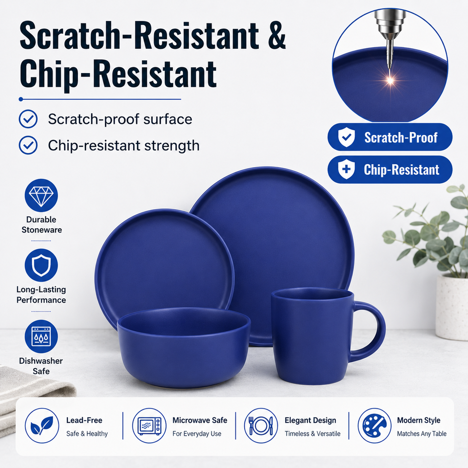 Guangda Luxury Matte Royal Blue Premium Porcelain Dinnerware Set Modern ...