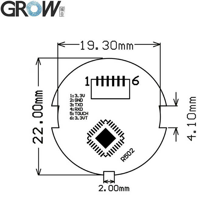 GROW R502-A Fingerprint Module - RGB LED & UART Interface