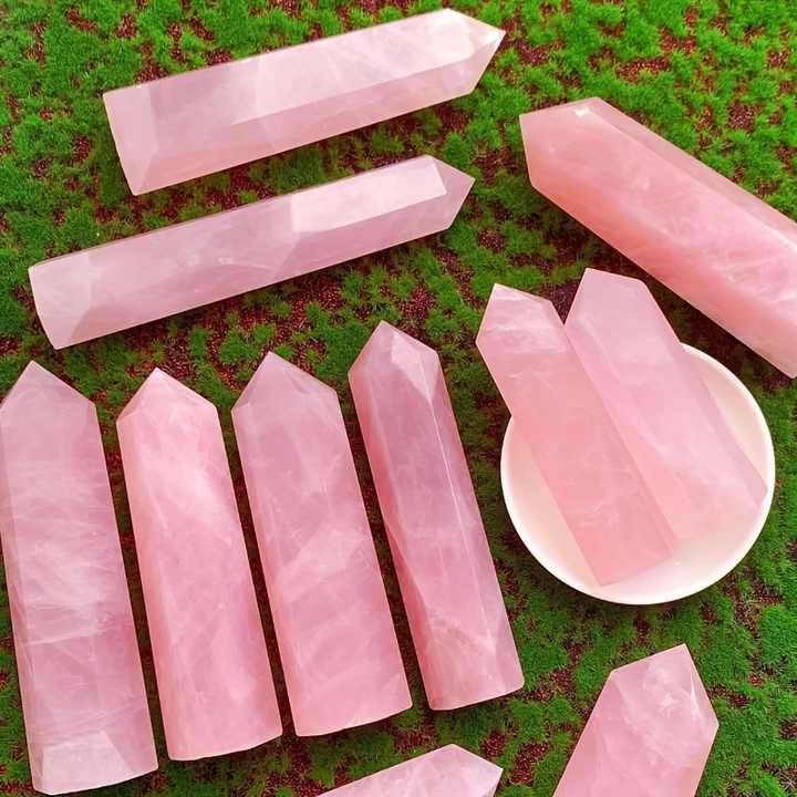 Natural Rose Quartz Point, Pink Hexagonal Prism Ornament, Room Decor ...