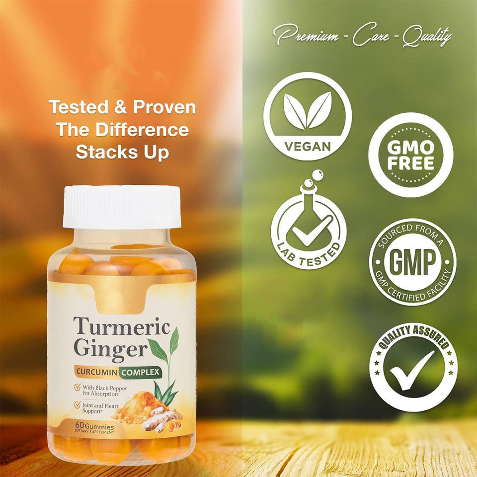 Turmeric Ginger Curcumin Complex Gummies Joint Heart Support OEM Custom ...