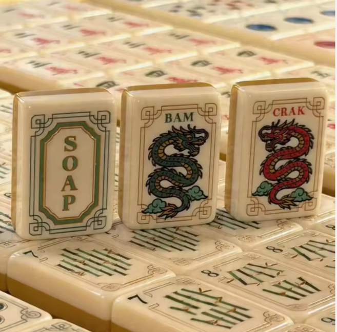 Luxury Chinese Mahjong Game Set 166 Acrylic Tiles Foldable Board with ...