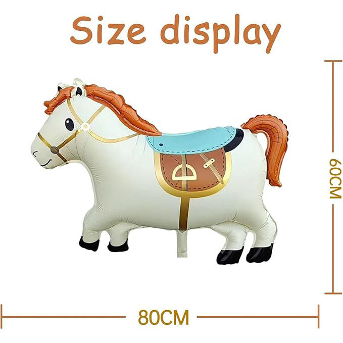Cute Cartoon Horse Foil Balloon, 3D Metallic White Pony Mylar Balloon ...