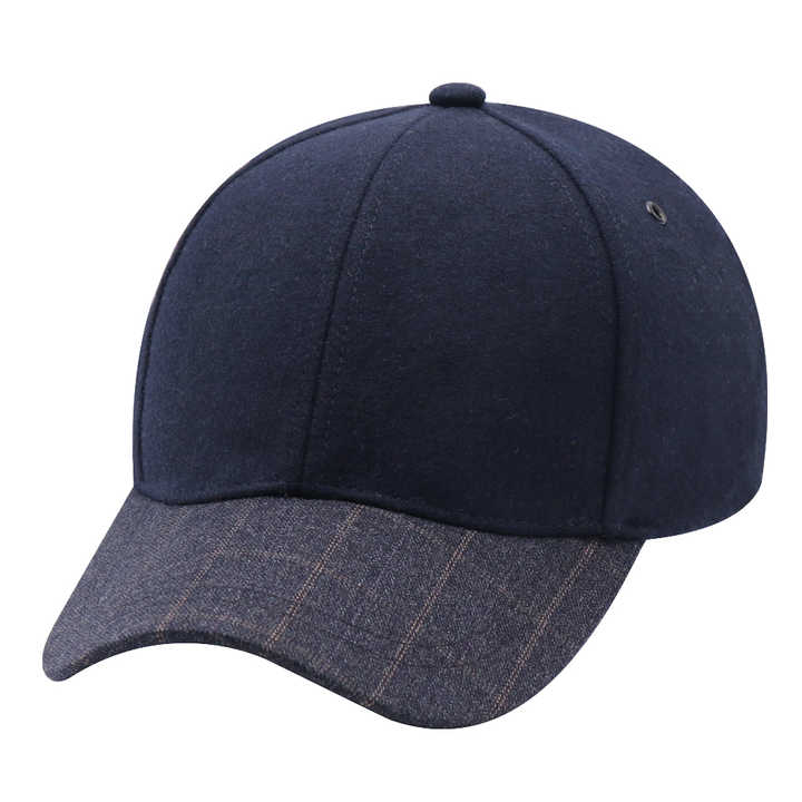 Custom Logo Winter Wool Baseball Cap With Embossed Curved Brim Retro ...