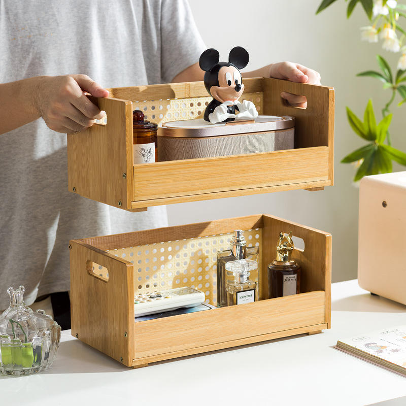 Household Bamboo Combined Storage Bins, Grid Cabinet Organizer ...