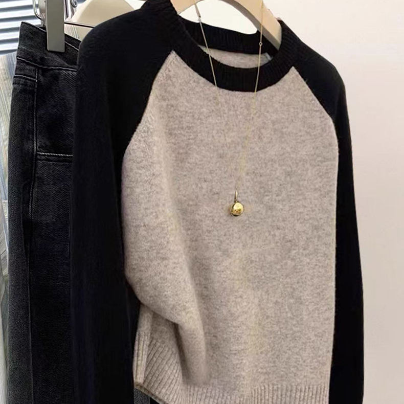 Fashionable Women's 100% Pure Wool Crew Neck Casual Thick Computer Knit ...