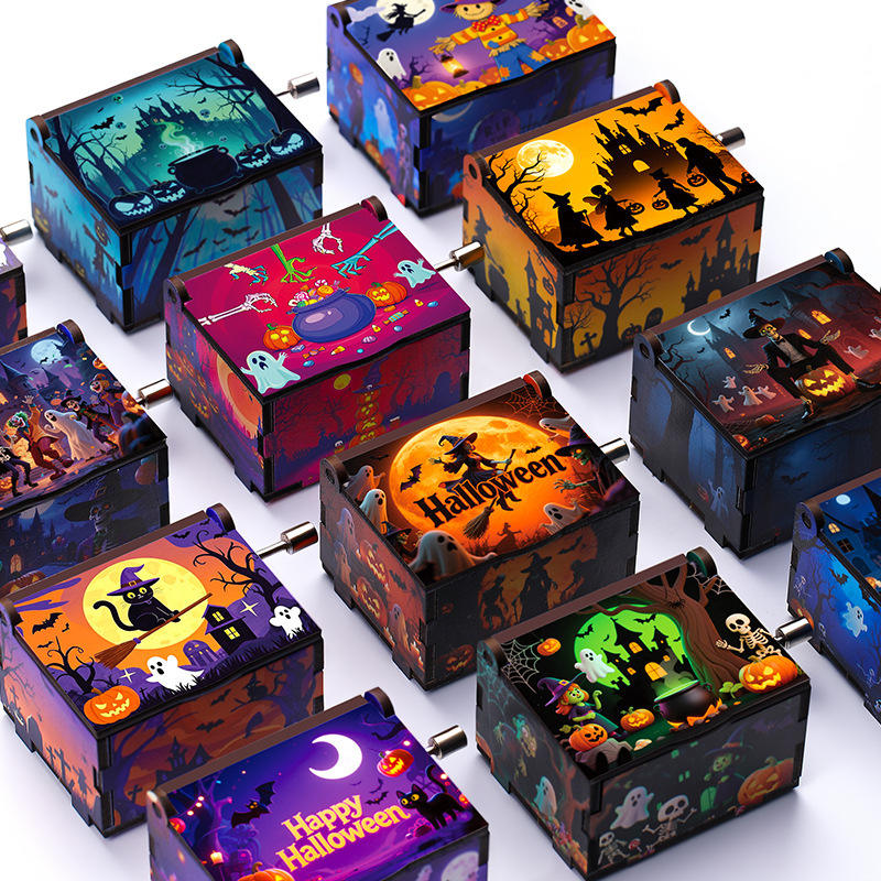 New Overseas Bestseller Halloween-themed Artistic Six-sided Wooden Hand ...