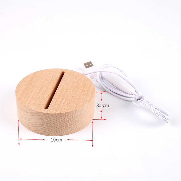 LED Wood Light Round Lamps Bases Long Strip Night Light Holders USB ...