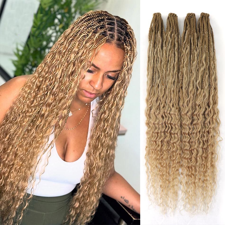 Boho Crochet Braids with Pre Looped Human Hair in Honey Blonde, Perfect ...