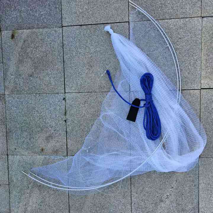 White nylon mesh and Bally collapsible hoop net made of aluminum ring ...