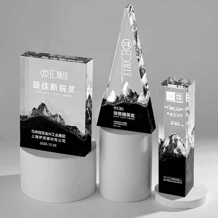 Black stone marble with Block Crystal Glass Awards Trophy MH-J0573 ...