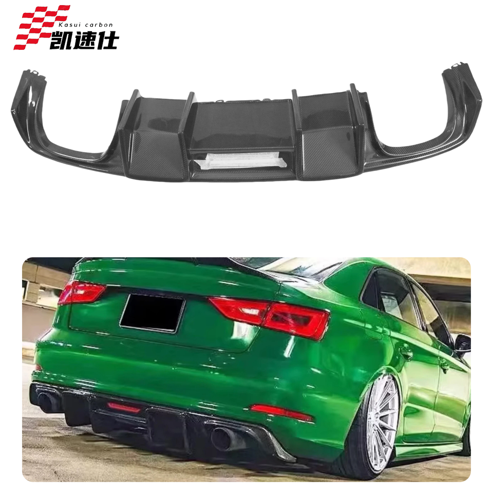 KB Type Real Carbon Fiber Rear Bumper Diffuser for Audi S3 A3 Rear ...