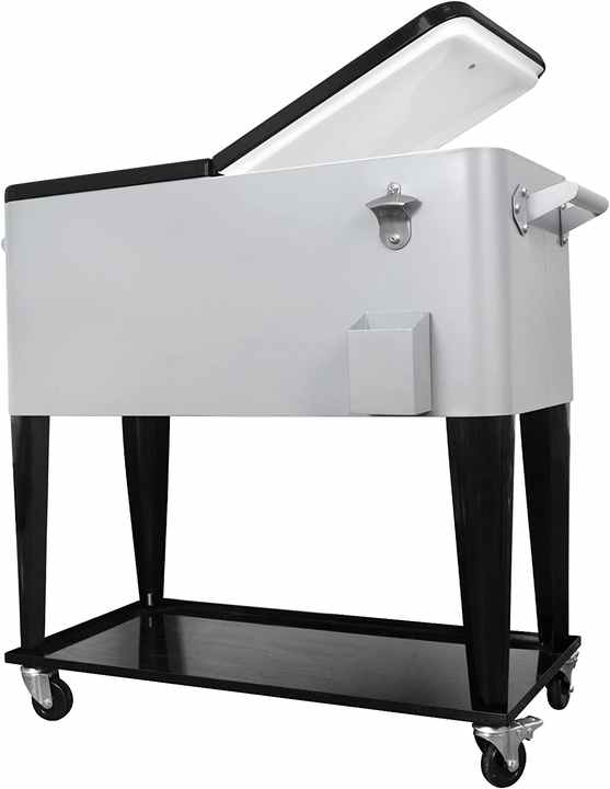 Ice Chest Cart Trolley Rolling Cart Cooler with Wheels Outdoor Beverage ...
