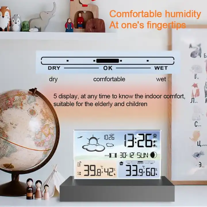 Transparent Glass Weather Station Indoor Outdoor Thermometer Hygrometer ...