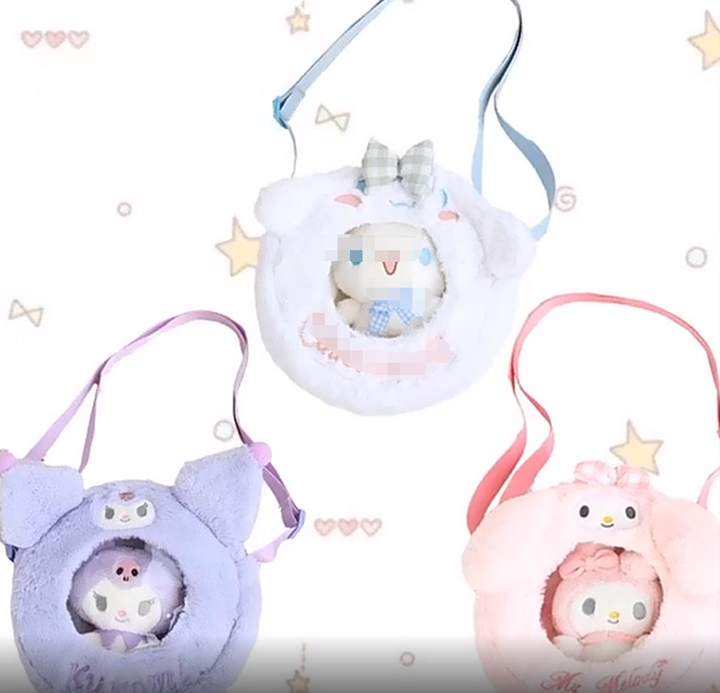 Ruunjoy Sanrioed Kuromi My Melody Transparent Plush Bags Messenger Bag ...