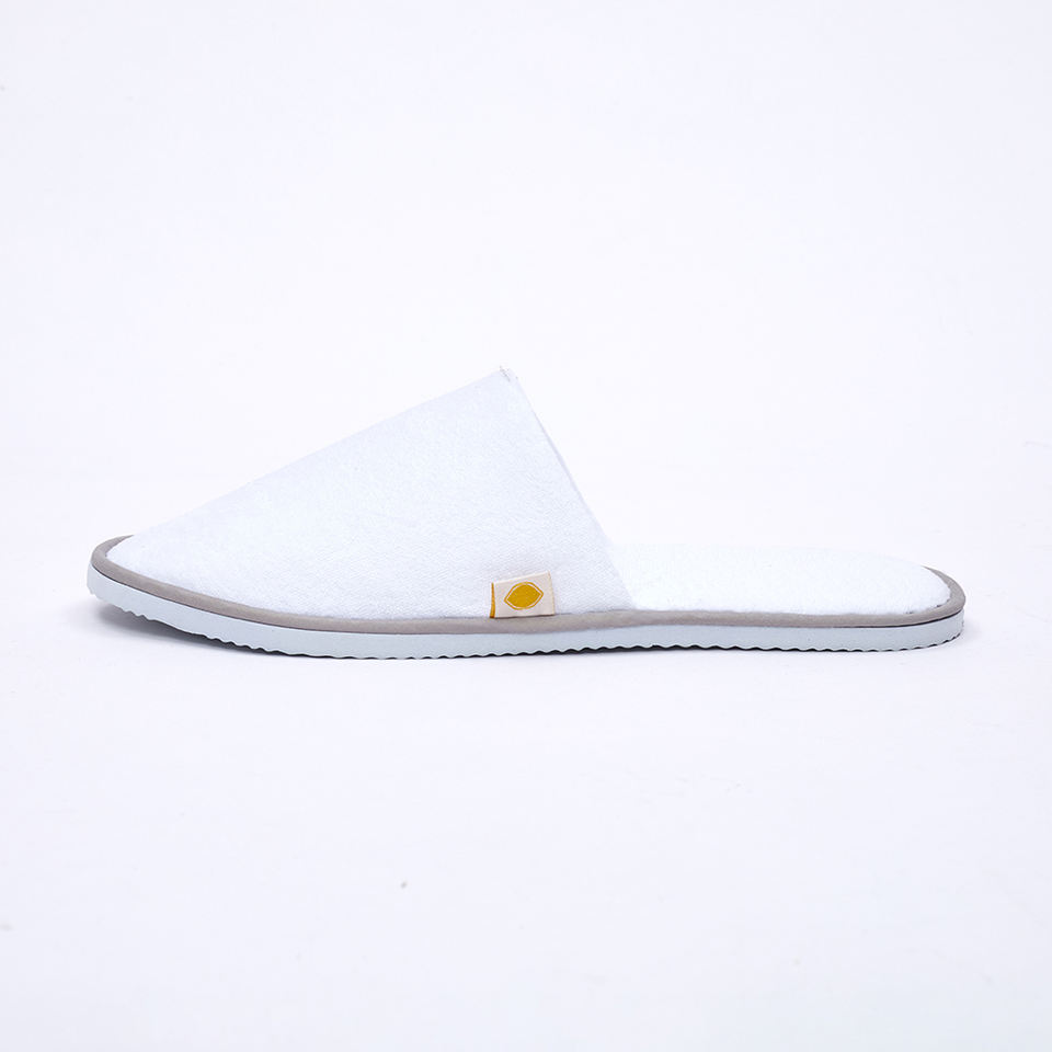 White Coral Velvet Disposable Slippers Non-Slip EVA Sole with Custom ...