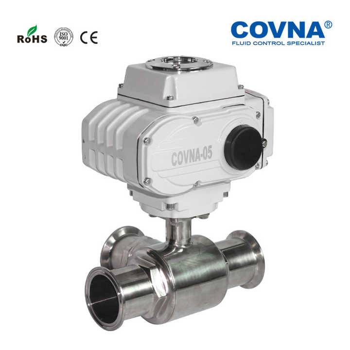 COVNA Electric Actuator Valve 3 Way 24 Volt Ac 220 Ss304 Tri-Clamp Motorized Ball Valve 3 Way ...