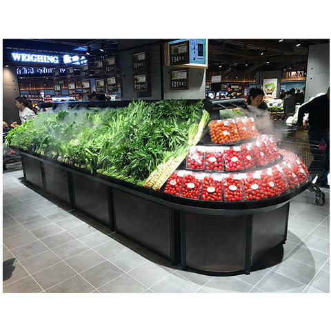 supermarket fruit and vegetable produce display shelf/ shelves with ...