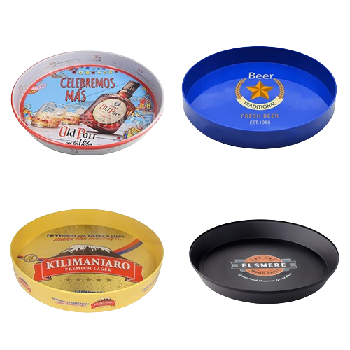 Promotional Customized Logo and Color Bar Beer Tin Tray Printed Round ...