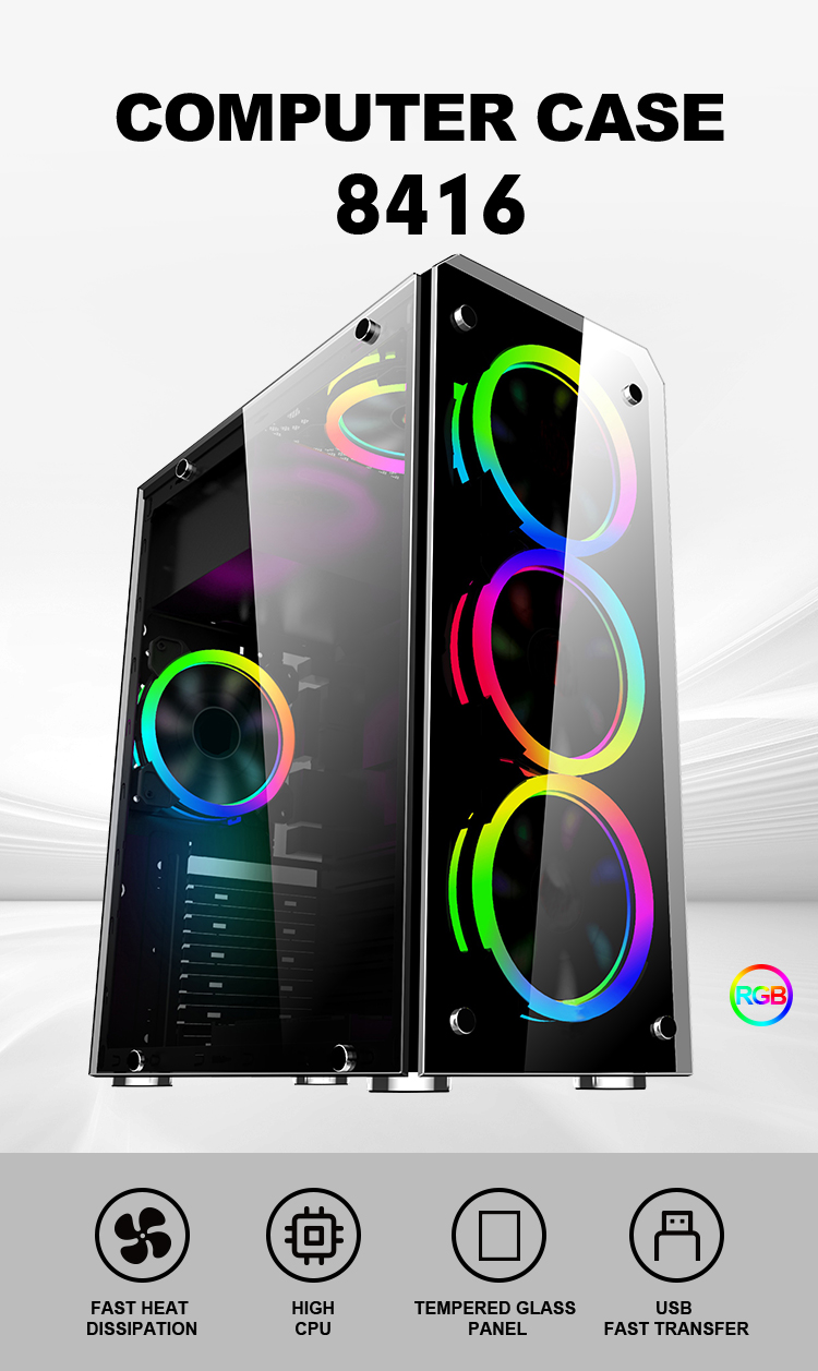 itx cpu cabinet cool atx full tower desktop with LCD acrylic computer ...