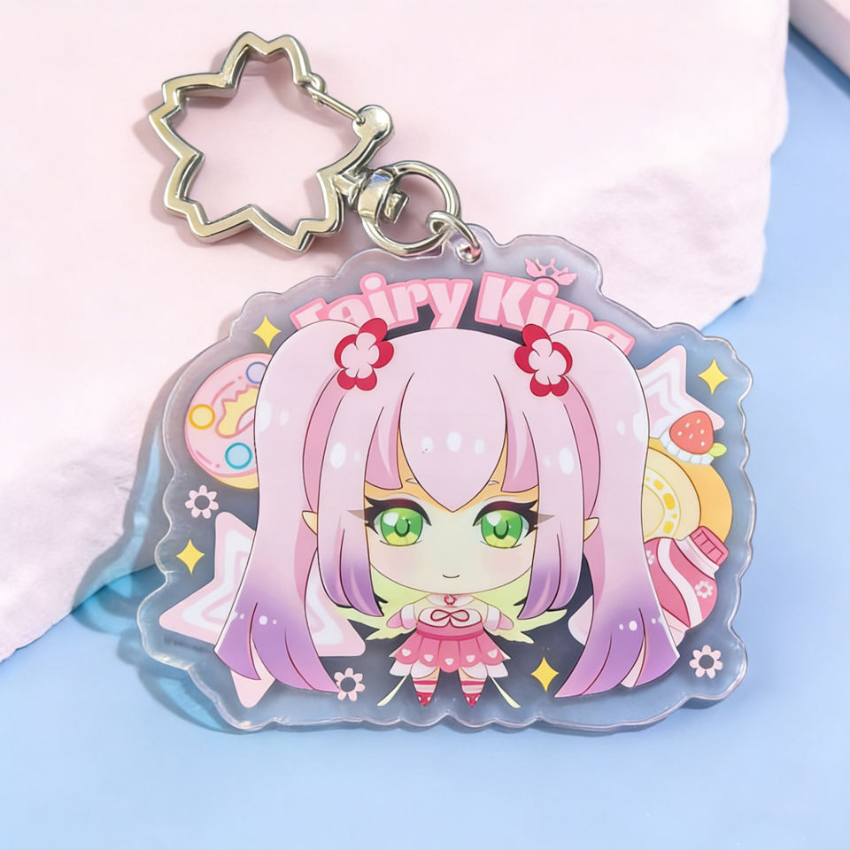 Custom UV Printed Logo Crystal Cutting Epoxy Acrylic Charm Plastic Key ...