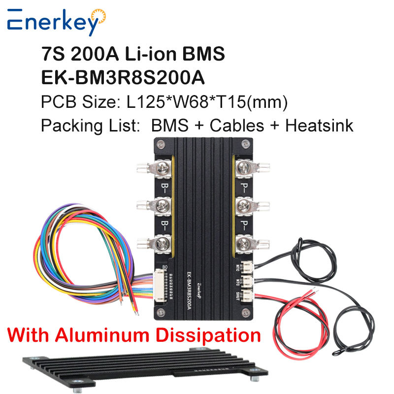 Enerkey Factory BMS 3.7V Li-ion Lifepo4 7S 24V 200A BMS Common Port ...