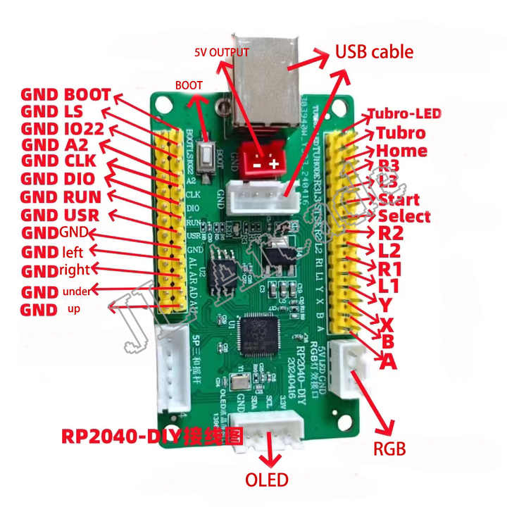 Raspberry Pi Pico Zero Delay USB Board Encoder for Gaming
