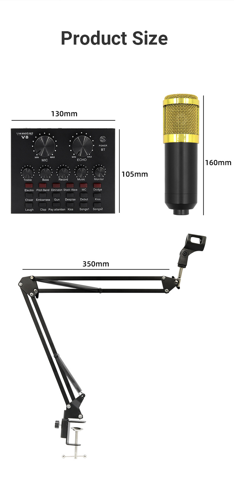 Professional Bm-800 recording studio Bm8000 V8 sound card and kit BM 800 set karaoke capacitor ...