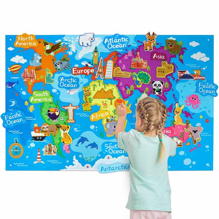 Felt Story Board Set World Map - Preschool Learning Tool