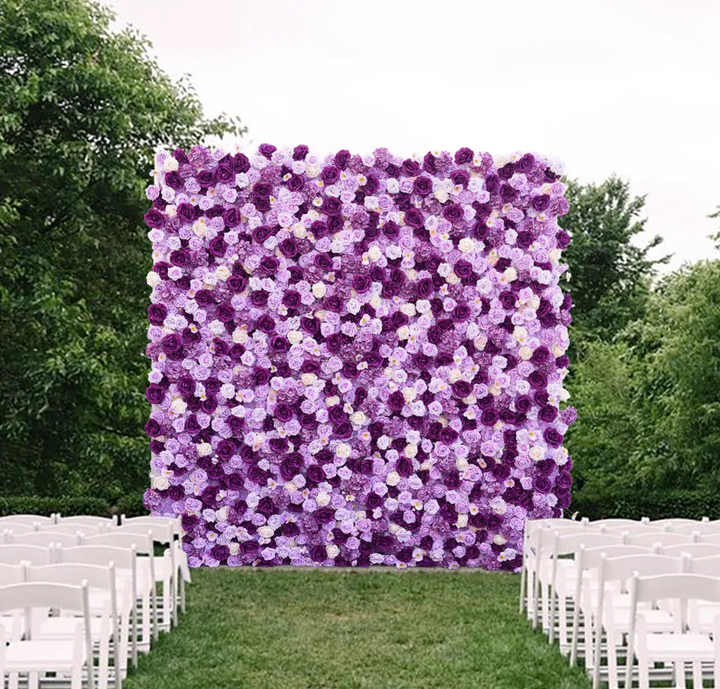 5D Purple Outdoor Wedding Backdrop Decor Rose Hydrangea Rolling Up ...