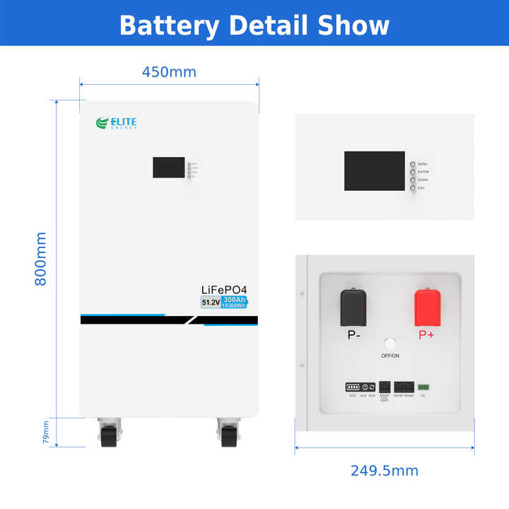 15KWh Home Battery Pack 51.2V 15kw Lithium Ion Batteries 300Ah LFP Lifepo4 48V Solar Batteries ...