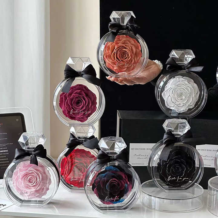 Crystal Glass Perfume Flower Bottle Immortal Stabilization Preserved ...