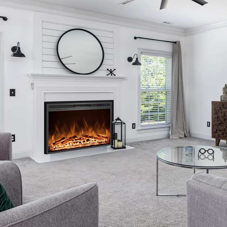 Fake Flame Electric Fireplace - Modern 3D Steam Design