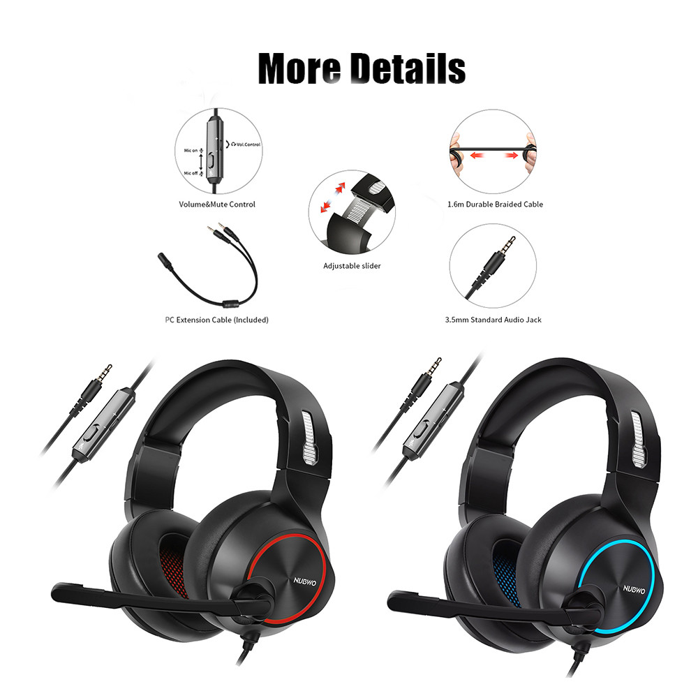 -20% sur Casque de jeu NUBWO N11 Interface USB 7.1 canaux - Noir Rouge ...