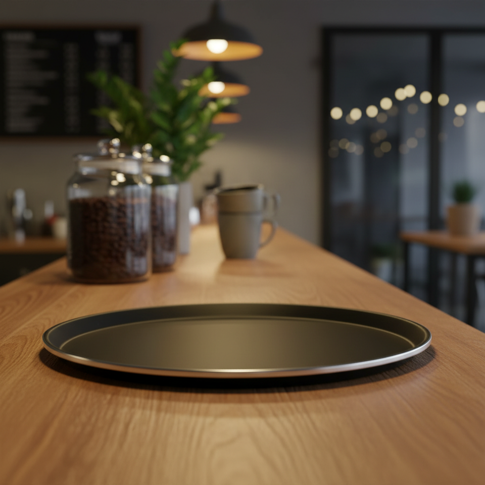 Food Grade PP Plastic Tray with Stainless Steel Rim Non-Slip Commercial ...