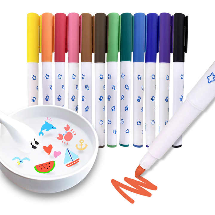 12 Colors Magical Water Floating Painting Pen Whiteboard Markers ...