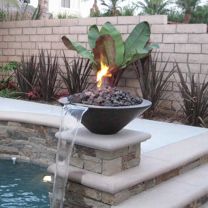 Corten Steel Outdoor Fire Pit Pool Fountain Waterfall for Swimming Pool ...
