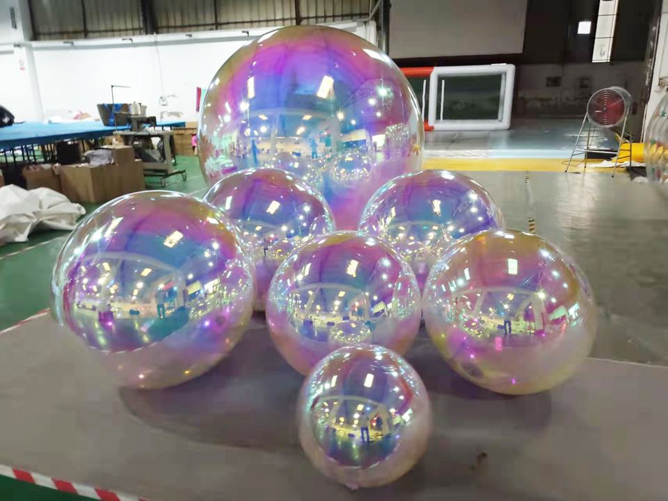 Large Shiny PVC Inflatable Iridescent Disco Ball Mirror Set Reflective ...