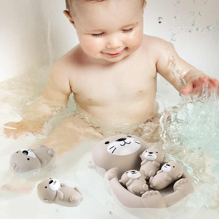 Cute Otter Bath Toy Set | Floating Bathtub Water Toys for Kids | Fun ...