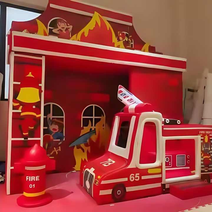 Kids Play Firehouse Fire Station Playhouse - Imaginative Play