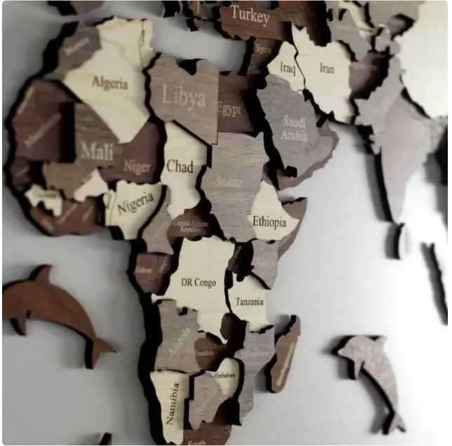 3D Wood World Map with LED Lights - Perfect Home Decor