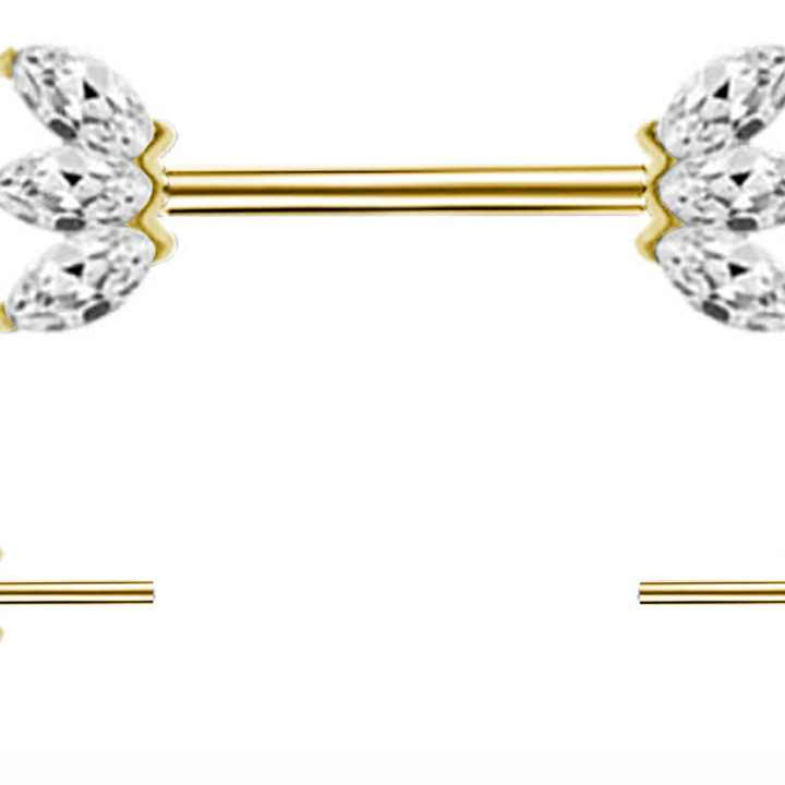 Piercing Stories 14K Solid Gold Threadless Nipple Bar Body Piercing ...