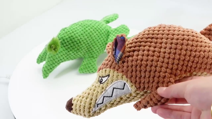 Angry Wolf Corn Stuffed Animal - Tough Toys for Aggressive Chewers