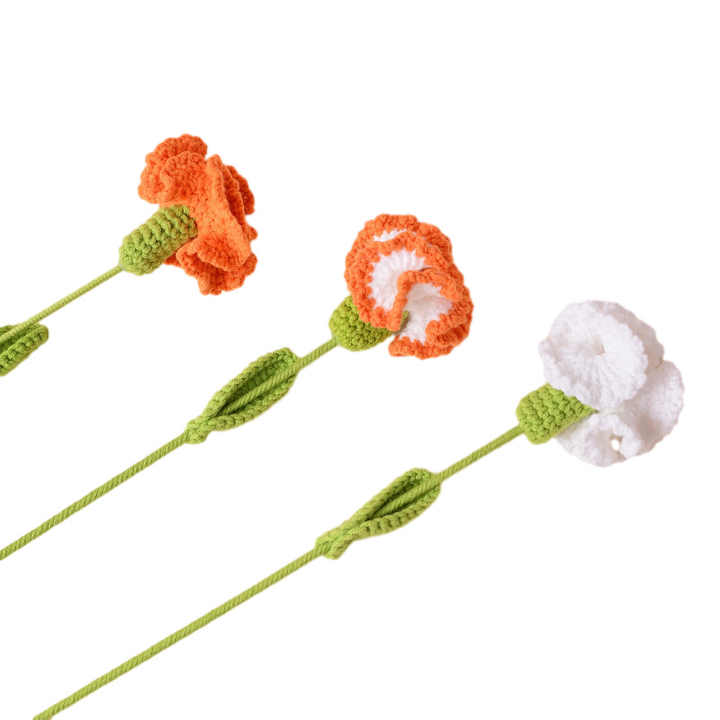 Handmade Small Carnation Crochet Flower Bouquet Finished Crochet Design ...