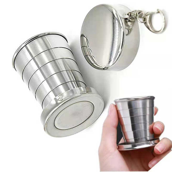 Foldable Shot Glass - 75ml Stainless Steel Portable Cup