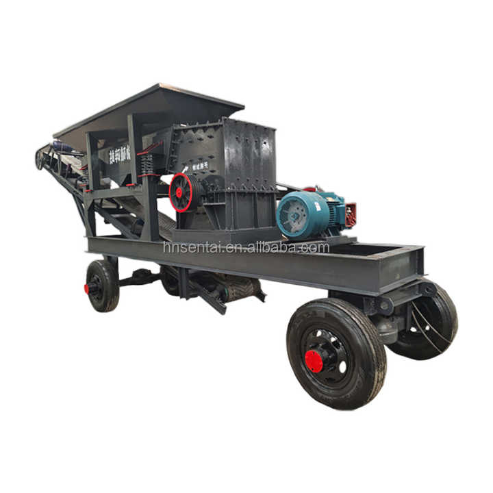 Wheeled mobile hammer crushing station pickup towed Easy connect work ...
