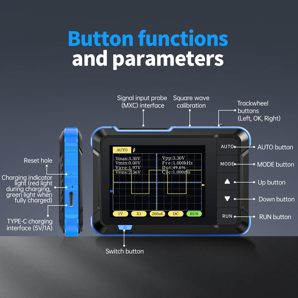 Fnirsi Dso152 Portable Handheld Digital Oscilloscope 200khz Bandwidth 1 ...