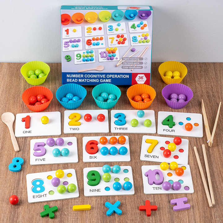 Wooden Number Cognitive Operation Digital Matching Game Children Early ...