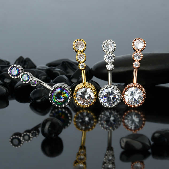 Dangle Belly Rings Stainless Steel Crystal CZ Belly Button Piercing Navel Ring Body Jewelry ...